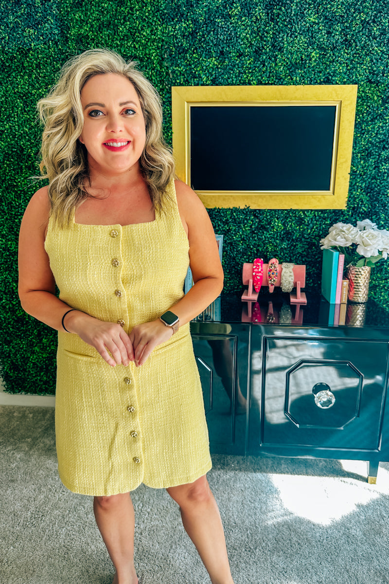 Alexis Butter Yellow Tweed Dress – The Dadgum Debutante Boutique